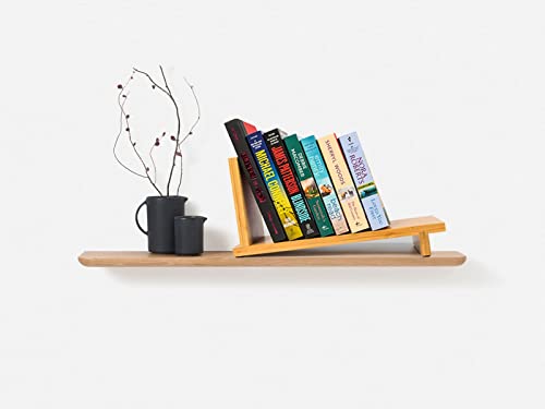 S&A WOODCRAFT Desktop Wood Bookshelf with Wooden Bookend, Bamboo Desk Organizer Shelf and Display Rack with Book Ends, Storage Shelf Bookcase for Office, Home Decor, Kitchen Countertop