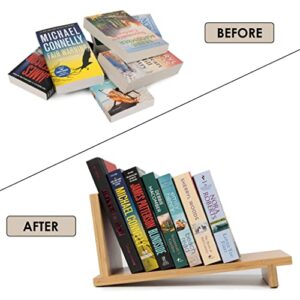 S&A WOODCRAFT Desktop Wood Bookshelf with Wooden Bookend, Bamboo Desk Organizer Shelf and Display Rack with Book Ends, Storage Shelf Bookcase for Office, Home Decor, Kitchen Countertop