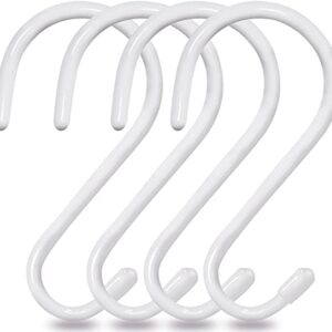 Mzekgxm Large Heavy Duty White S Hooks for Hanging, 6 inch Non Slip Vinyl Coated Metal Closet S Hooks for Hanging Plants Outdoor Lights and Kitchen Pot Pan Cups Closet Towels Jeans Hats (4 Pack)