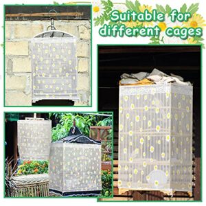 Large Bird Cage Cover Bird Cage Seed Catcher Bird Cage Liner Net Bird Cage Skirt Guard Birdcage ,Adjustable Nylon Mesh Net for Parrot Parakeet Macaw Round Square Cage Daisy Design (White,X-Large)