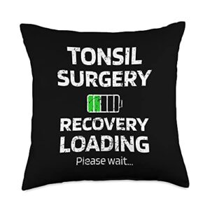 tonsil surgery recovery gifts surgery recovery loading tonsillectomy tonsil removal throw pillow, 18x18, multicolor