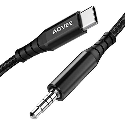 AGVEE [4ft USB-C to 3.5mm TRS AUX Male Jack Adapter for Car, 32Bit 384khz, Type-C USBC Headset Car Dongle Converter for Samsung S21 S20, Note 20 10, iPad Pro, Pixel 2 3 4 5, Black