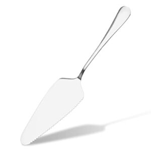 KUFUNG Pie Server, Stainless Steel Cake Cutter Griddle Spatula,Pie Steak Pizza Shovel with Beveled Edges (2.4x8.9, Silver)