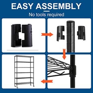 Dkeli Metal Storage Shelves 6 Tier Wire Garage Shelving with Wheels, 2100LBS Weight Capacity Heavy Duty NSF Height Adjustable Steel Shelving Rack for Pantry Kitchen Garage Basement, Black