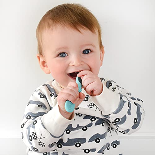 PrimaStella Silicone Rainbow Chew Spoon Set for Babies and Toddlers - Safety Tested - BPA Free - Microwave, Dishwasher and Freezer Safe - Seaside Palette