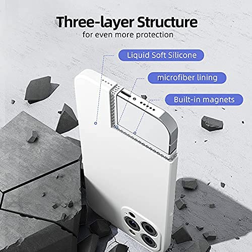 Magnetic Silicone Case for iPhone 13 Pro with Mag-Safe Wireless Charging,Ultra Thin Shockproof Anti-Scratch TPU Soft Case,iPhone 13 Pro Mag-Safe Case 6.1P'',Black