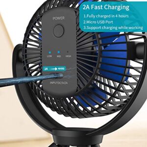 SLENPET 5000mAh Stroller Fan Clip On for Baby, UP to 20H Working, 7 Inches Rechargeable Battery Operated Fan, 3 Speed, 360° Rotatable, Ultra Quiet Portable Personal Fan for Bed Camping Bike Car Seat