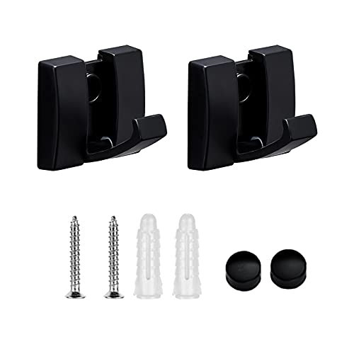 Morobor Black Folding Hideaway Coat Hooks,2pcs Space Aluminum Heavy Duty Wall Hooks, Retractable Hooks for Hanging Coat, Scarf, Hat, Bag, Towel, Key, Cup