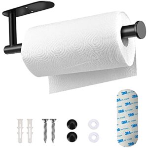 paper towel holder, paper towel holder under cabinet-self adhesive or drilling black paper towel rack, sus304 stainless steel wall mount towel paper holder for kitchen, pantry, sink, bathroom