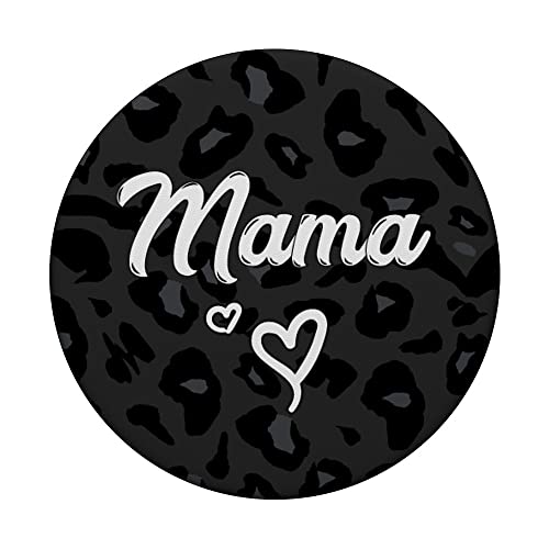 Mama Text For Mommy In Black Cheetah Pattern With Heart PopSockets Swappable PopGrip