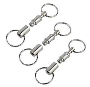 bamboopack quick release detachable pull apart key rings pull coupler keychain double spring split snap keyrings separable keychain lock holder keychains key accessory(pack of 3)