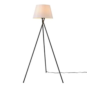 globe electric 67519 allen 59" floor lamp, matte black, white linen shade, on off switch on socket