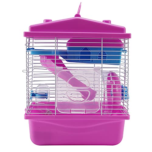 FDSF Pet Cage Hamster with Transparent Skylight Double Layer House for Hamster Golden Hamster Pet Pink