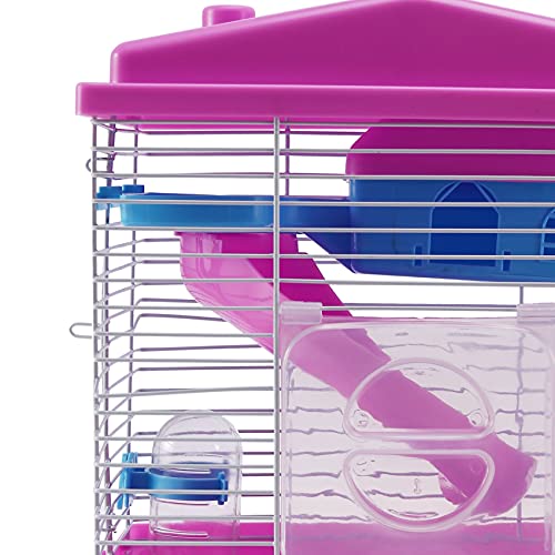 FDSF Pet Cage Hamster with Transparent Skylight Double Layer House for Hamster Golden Hamster Pet Pink