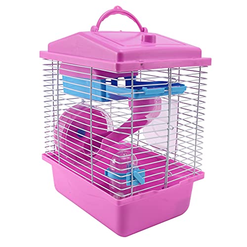 FDSF Pet Cage Hamster with Transparent Skylight Double Layer House for Hamster Golden Hamster Pet Pink