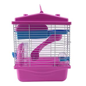 FDSF Pet Cage Hamster with Transparent Skylight Double Layer House for Hamster Golden Hamster Pet Pink