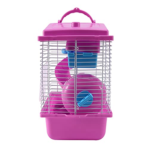 FDSF Pet Cage Hamster with Transparent Skylight Double Layer House for Hamster Golden Hamster Pet Pink