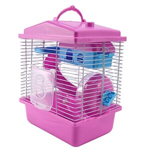 FDSF Pet Cage Hamster with Transparent Skylight Double Layer House for Hamster Golden Hamster Pet Pink