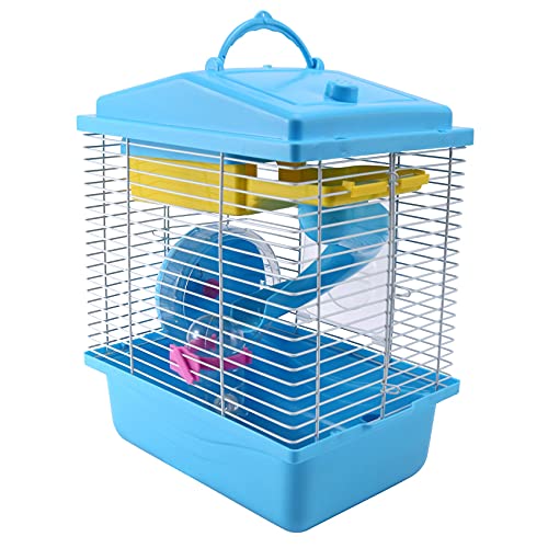 FDSF Pet Cage Hamster with Transparent Skylight Double Layer House for Hamster Golden Hamster Pet Blue