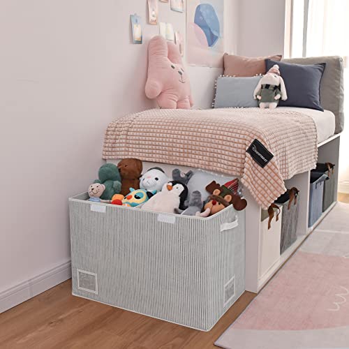 GRANNY SAYS Extra Large Toy Chest and Organizers, Storage Bins with Lids, Toy Storage Basket, Closet Organizer for Spare Beddings Storage, Large Storage Boxes with Lids, White/Black, 1-Pack