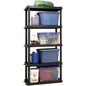 oskar 5-tier storage shelf, interlocking heavy duty shelving unit, 750 lbs(‎18 x 36 x 73.8 inches), multipurpose organizer for garage, basement, utility shed, workshop, made in north america, black