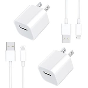 [apple mfi certified] iphone fast charger, geonav 2 pack 3ft lightning to usb quick charging data sync transfer cable with usb power rapid wall charger travel plug compatible for iphone/ipad/airpods