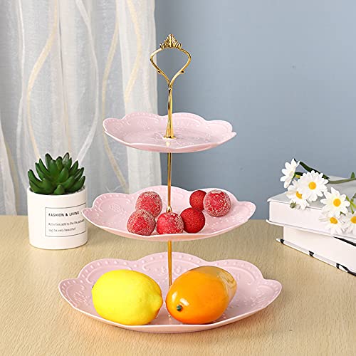 3 Tier Plastic Cupcake Stand Dessert Cupcake Stand Cakes Fruit Candy Display Tower for Wedding, Birthday Party, Tea Party and Baby Shower (Pink, 2)