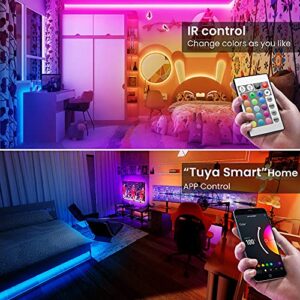 TJOY 100ft Smart Led Strip Lights for Bedroom, Alexa Led Light Strip,5050 RGB Color Changing Music Sync Led Lights Strip with App Remote,Multi-Color Wireless Led Lights for Bedroom (APP+Remote+Voice)