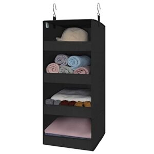 granny says 4-shelf hanging organizer, closet hanging shelves, closet hanging storage organizers, organization for bedroom, living room, baby nursery, camper accessories, black, 1-pack