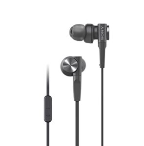 sony mdrxb55ap wired extra bass earbud headphones/headset with mic for phone call, black