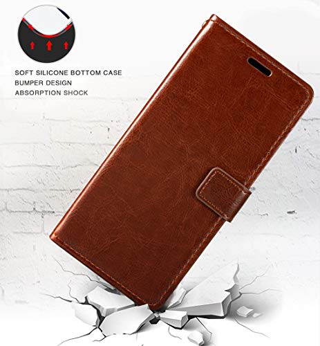 Shantime CAT S62 Wallet Case, Premium PU Leather Magnetic Flip Case Cover with Card Holder and Kickstand for CAT S62, Brown