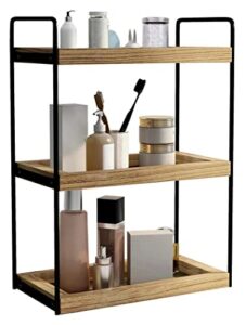 dorhors 3 tier bathroom counter organizer,countertop bathroom organizer and storage shelf,bathroom counter tray and vanity organizer,makeup and cosmetic organizer,wood counter standing spice rack