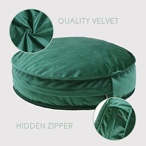 YIUOR Velvet Pouf for Nursery Floor Cushion Soft Round Throw Pillow Baby Room Seat Mattress Bean Bag Chair for Reading Nook