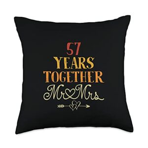 mr & mrs 57th anniversary gifts co. 57 years together mr & mrs funny couple 57th anniversary throw pillow, 18x18, multicolor