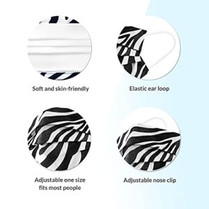 Hygenix for You Zebra 3ply Disposable Face Masks PFE 99% (Pack of 50 Pcs). Comfy & Stylish Fashion Face Masks with Adjustable Ear Loops & Nose Wire