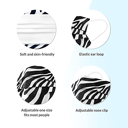 Hygenix for You Zebra 3ply Disposable Face Masks PFE 99% (Pack of 50 Pcs). Comfy & Stylish Fashion Face Masks with Adjustable Ear Loops & Nose Wire