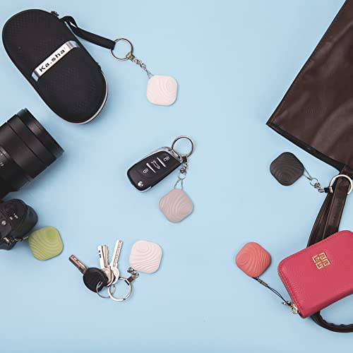 Keys Finder 4Pack Coffee and White - Item Locator Bluetooth Tracker for Keys Pet Wallets or Backpacks and Tablets - Water Resistant with Replaceable Battery