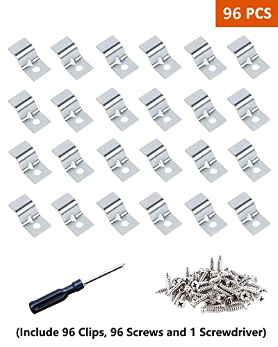 Silver Table Top Fasteners with Screws, Table Top Connectors Set of 24/48/96 Packs (Include 24/48/96 Clips,24/48/96 Screws) (96)