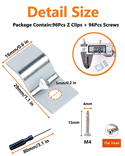 Silver Table Top Fasteners with Screws, Table Top Connectors Set of 24/48/96 Packs (Include 24/48/96 Clips,24/48/96 Screws) (96)