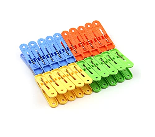 Sunrade 20 PCS Plastic Clothes Pins with Springs, Strong Multi-Function Colorful Plastic Clip Air Drying Clip Plastic for Home Clothes Windproof , Drying Hanging Supplies