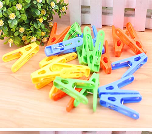 Sunrade 20 PCS Plastic Clothes Pins with Springs, Strong Multi-Function Colorful Plastic Clip Air Drying Clip Plastic for Home Clothes Windproof , Drying Hanging Supplies