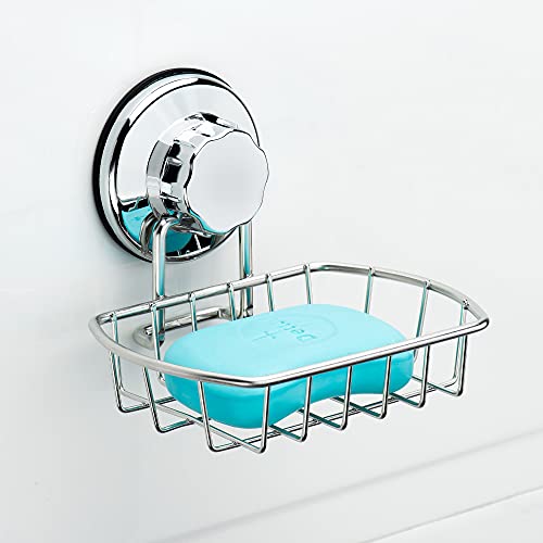 iPEGTOP 3in1 Strong Suction Cup Deep Shower Caddy Bath Organizer Wall Shelf + Soap Dish Soap Holder for Large Shampoo Shower Gel Bathroom Accessories Storage - Rustproof Stainless Steel