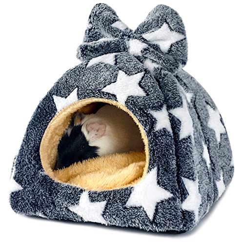 Tierecare Guinea Pig Hideout Hamster Bed Chinchilla House Cute Habitat Warm&Cozy Cage Accessories for Ferret Hedgehog Small Pet Washable