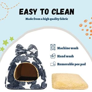 Tierecare Guinea Pig Hideout Hamster Bed Chinchilla House Cute Habitat Warm&Cozy Cage Accessories for Ferret Hedgehog Small Pet Washable