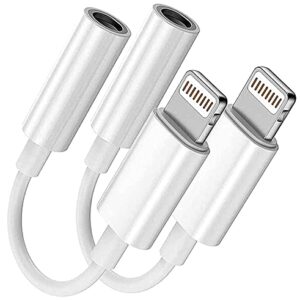 2 Pack [Apple MFi Certified] Lightning to 3.5 mm Headphone Jack Adapter, for iPhone 3.5mm Headphones/Earphones Jack Aux Audio Adapter Dongle for iPhone 14 13 12 11 XS XR X 8 7 iPad, Support All iOS