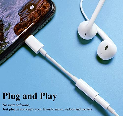 2 Pack [Apple MFi Certified] Lightning to 3.5 mm Headphone Jack Adapter, for iPhone 3.5mm Headphones/Earphones Jack Aux Audio Adapter Dongle for iPhone 14 13 12 11 XS XR X 8 7 iPad, Support All iOS