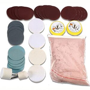 glass polishing kit, 34pcs/set multifunctional scratch remover window repair tool, cerium oxide polishing powder polishing pad and wheel for windscreen and glass