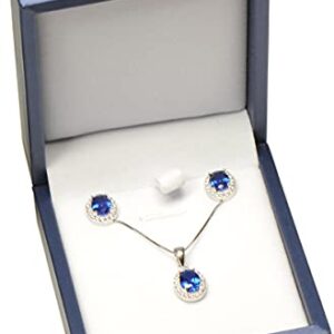 The Jewellery Pak Blue Color Necklace Earring Set Gift Box Luxury Soft Touch PU Leather Material Necklace Pendant Chain Jewelry Storage Box Size 2.87 in(W)3.35〞(D)1.38〞(H), Blue