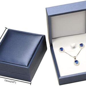 The Jewellery Pak Blue Color Necklace Earring Set Gift Box Luxury Soft Touch PU Leather Material Necklace Pendant Chain Jewelry Storage Box Size 2.87 in(W)3.35〞(D)1.38〞(H), Blue