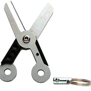 AKOAK 2 Pcs Stainless Steel Scissors Mini Scissors Camping Spring Bolt Keyring Outdoor Safety Tool Against Lost Travel Gadget (Black)